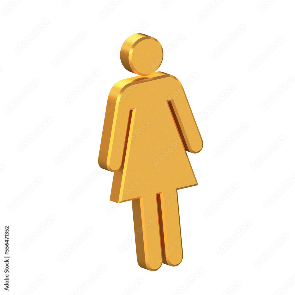 Woman Full Body 3D Icon Isolated on Transparent Background, Gold ...