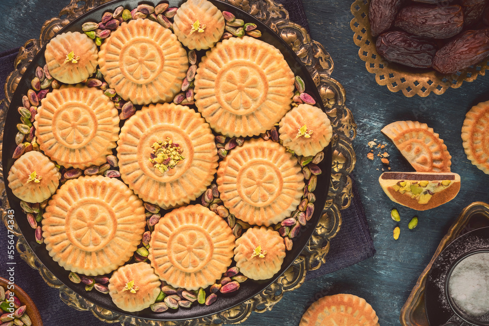 Arabic Cuisine; Middle Eastern traditional dates cookies "Maamoul" or ...