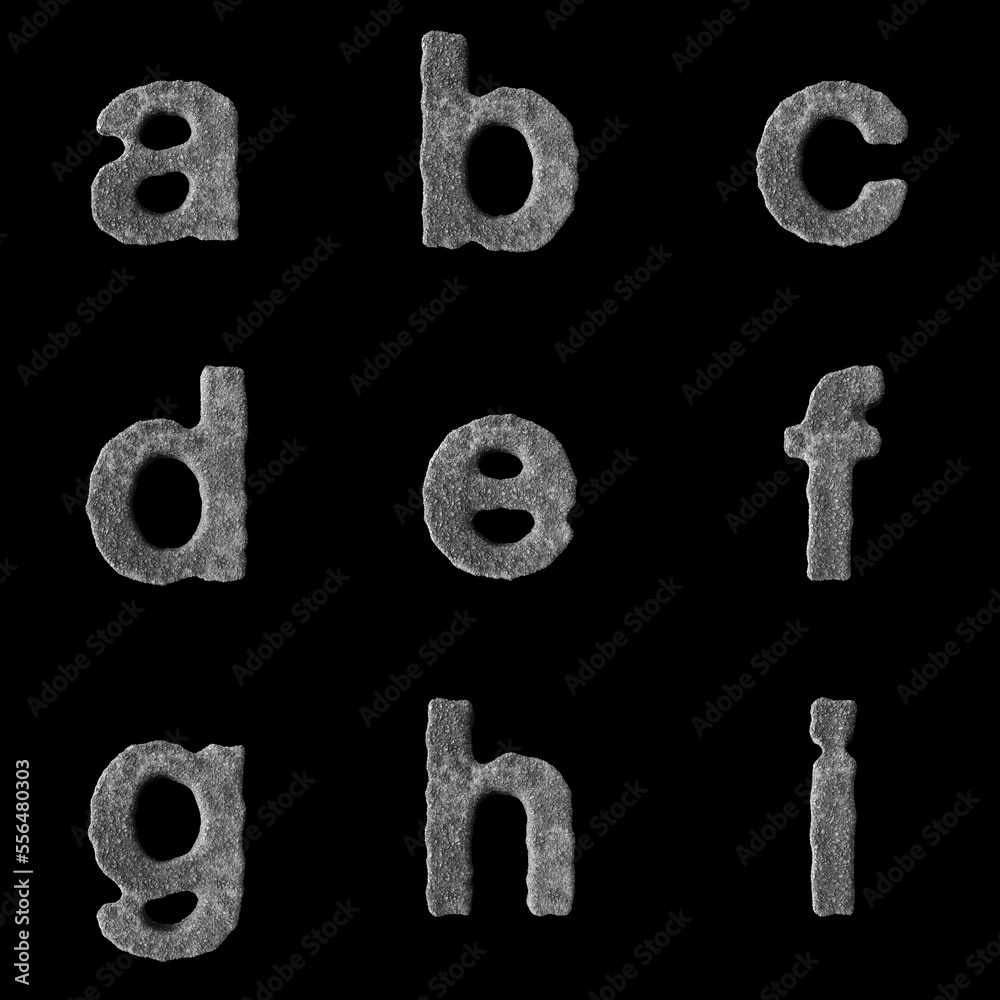 3D Render Set of Stone Alphabet - Font including Letters, Numbers and ...