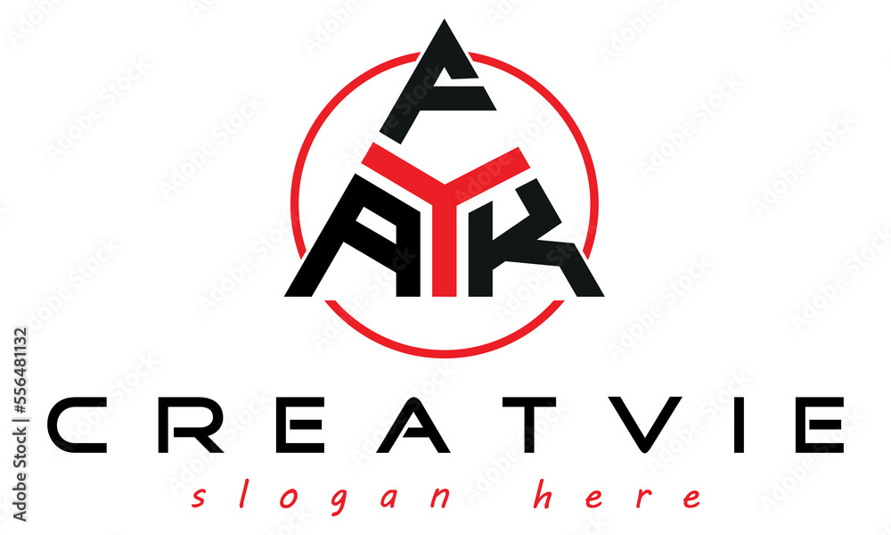 AFK three letter creative triangle shape in circle logo design vector ...