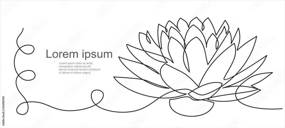 Lotus flower continuous line drawing. Can used for logo, emblem, slide ...