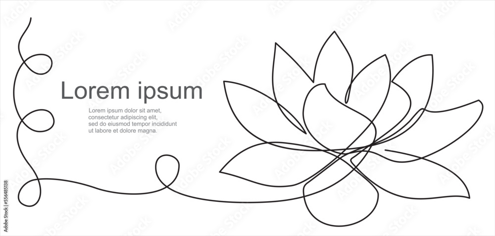 Lotus flower continuous line drawing. Can used for logo, emblem, slide ...