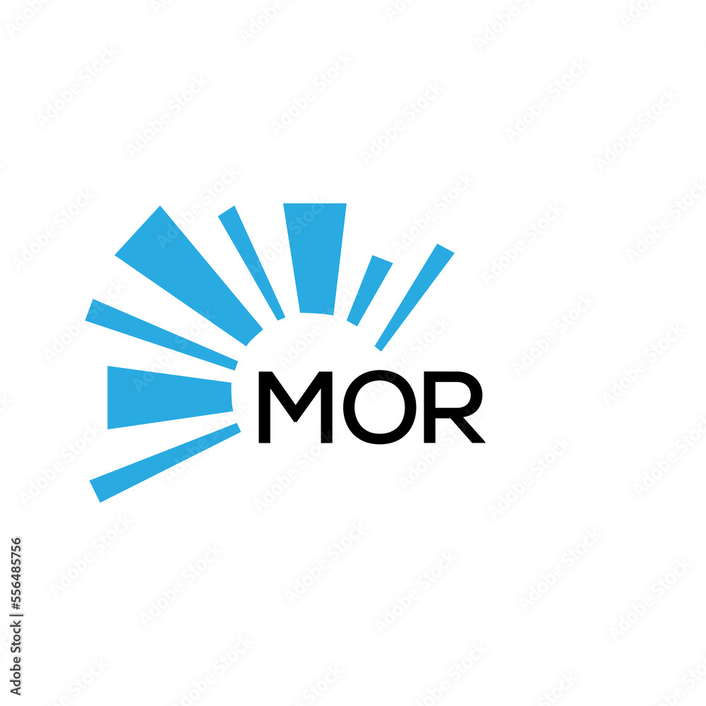 MOR letter logo. MOR blue image on white background and black letter ...
