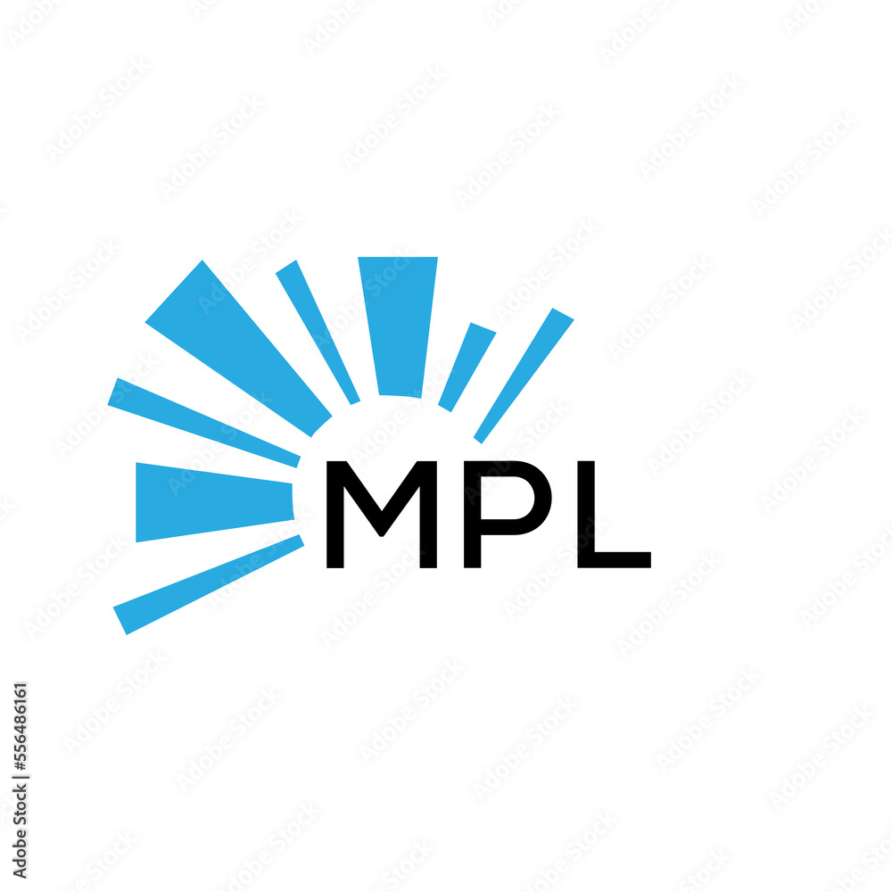 MPL letter logo. MPL blue image on white background and black letter ...