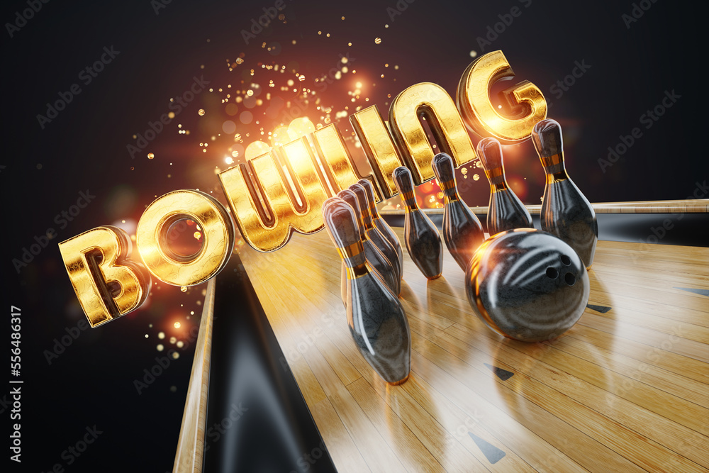 Bowling black gold style, poster for advertising, poster for website ...