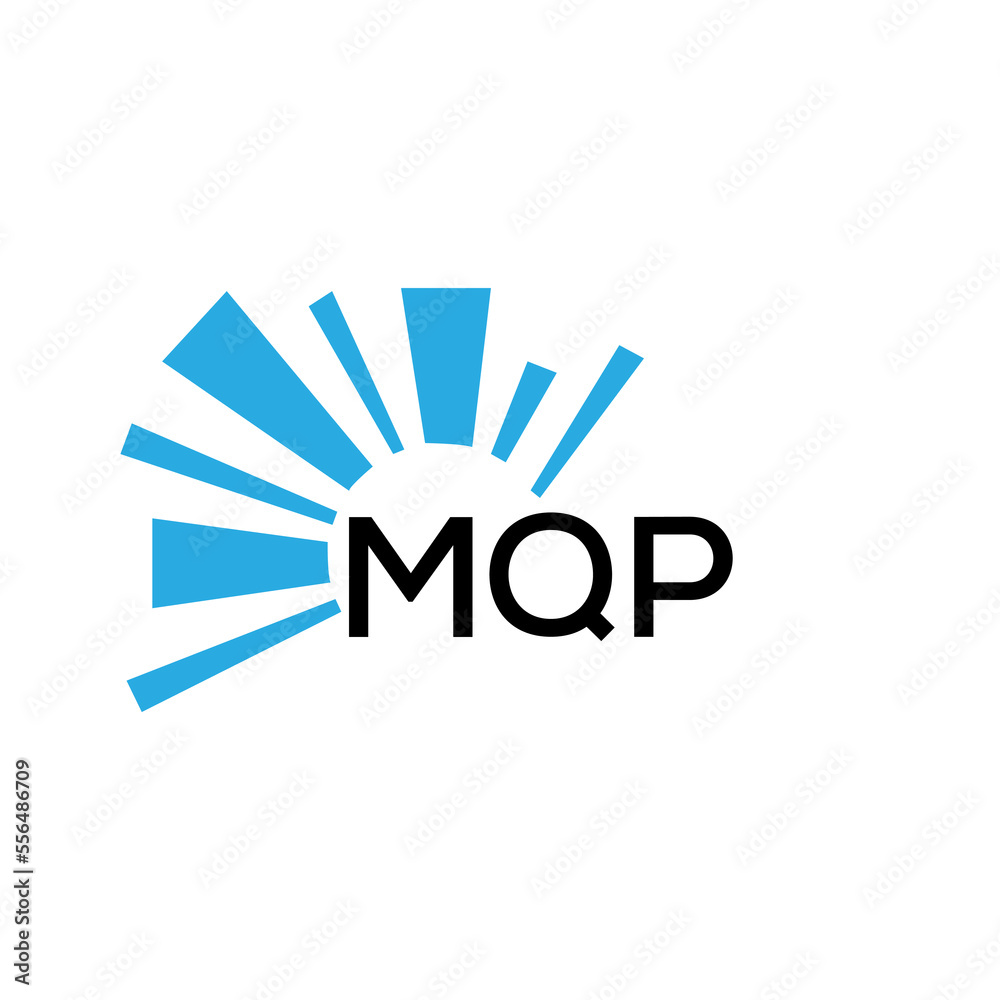 MQP letter logo. MQP blue image on white background and black letter ...