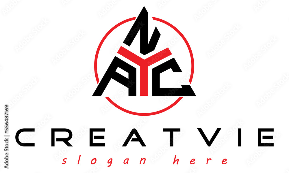 ANC three letter creative triangle shape in circle logo design vector ...