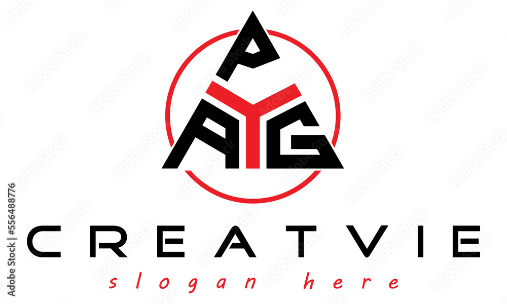 APG three letter creative triangle shape in circle logo design vector ...