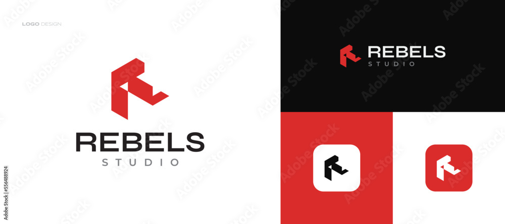 Red Letter R Logo Design with Abstract Concept for Business and ...