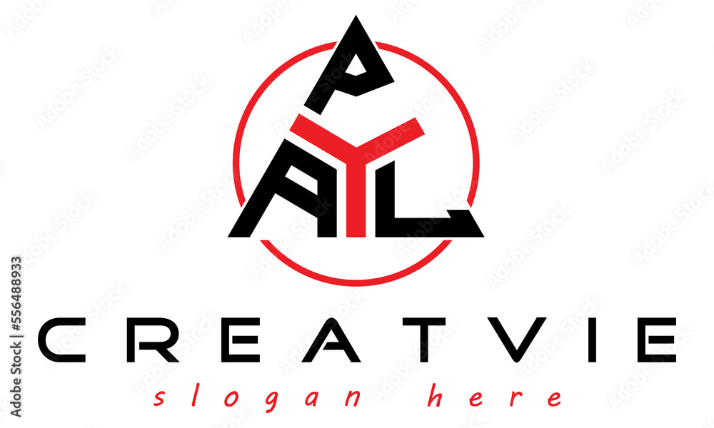 Vetor do Stock: APL three letter creative triangle shape in circle logo ...