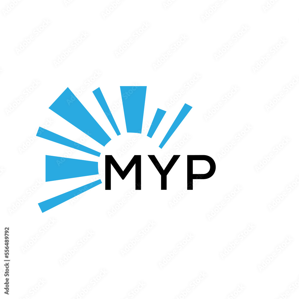 MYP letter logo. MYP blue image on white background and black letter ...