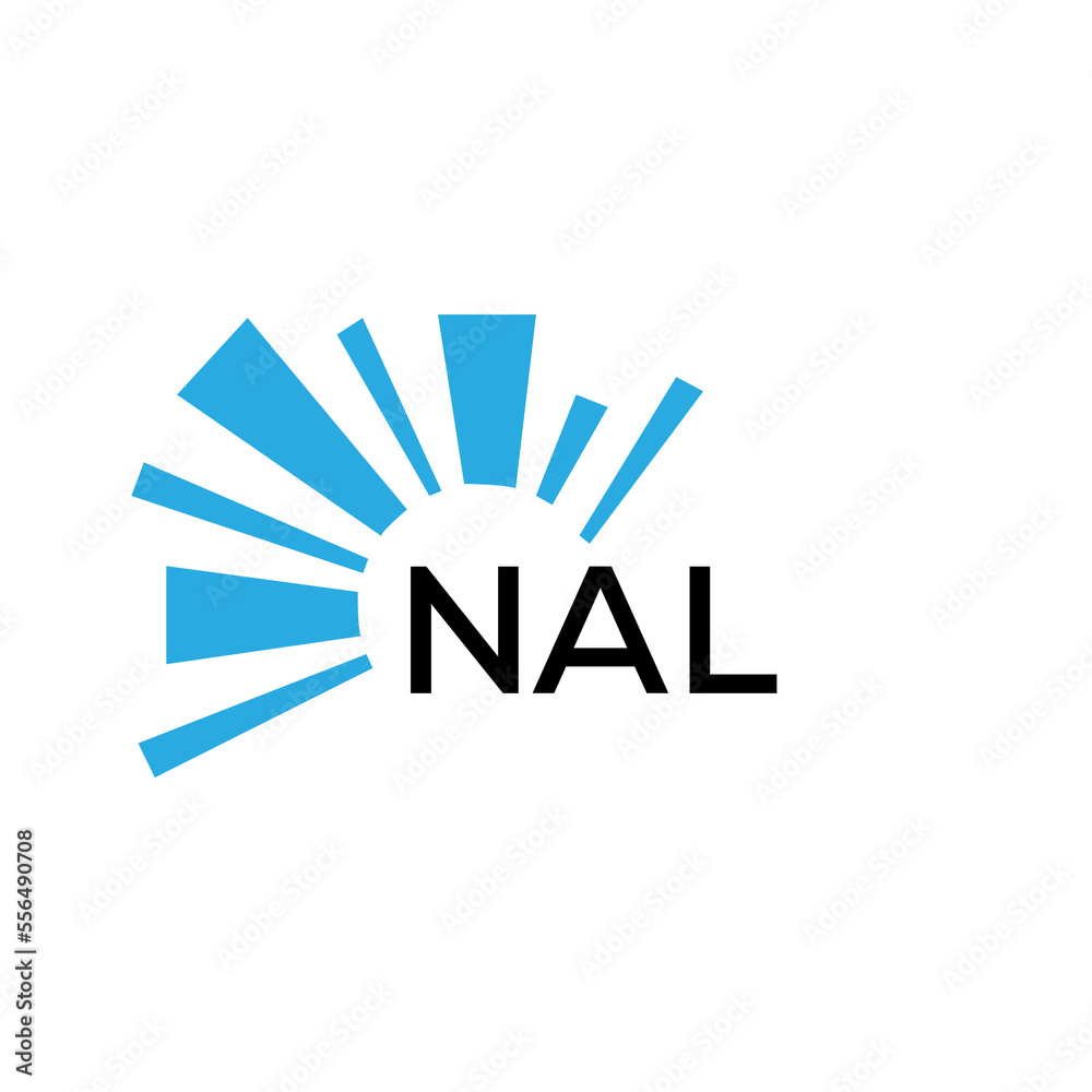 NAL letter logo. NAL blue image on white background and black letter ...