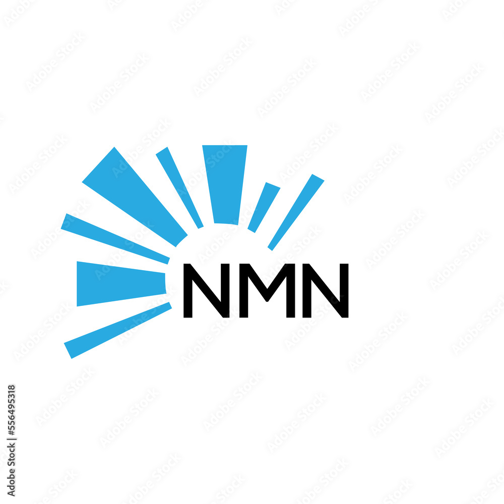 Vetor de NMN letter logo. NMN blue image on white background and black ...