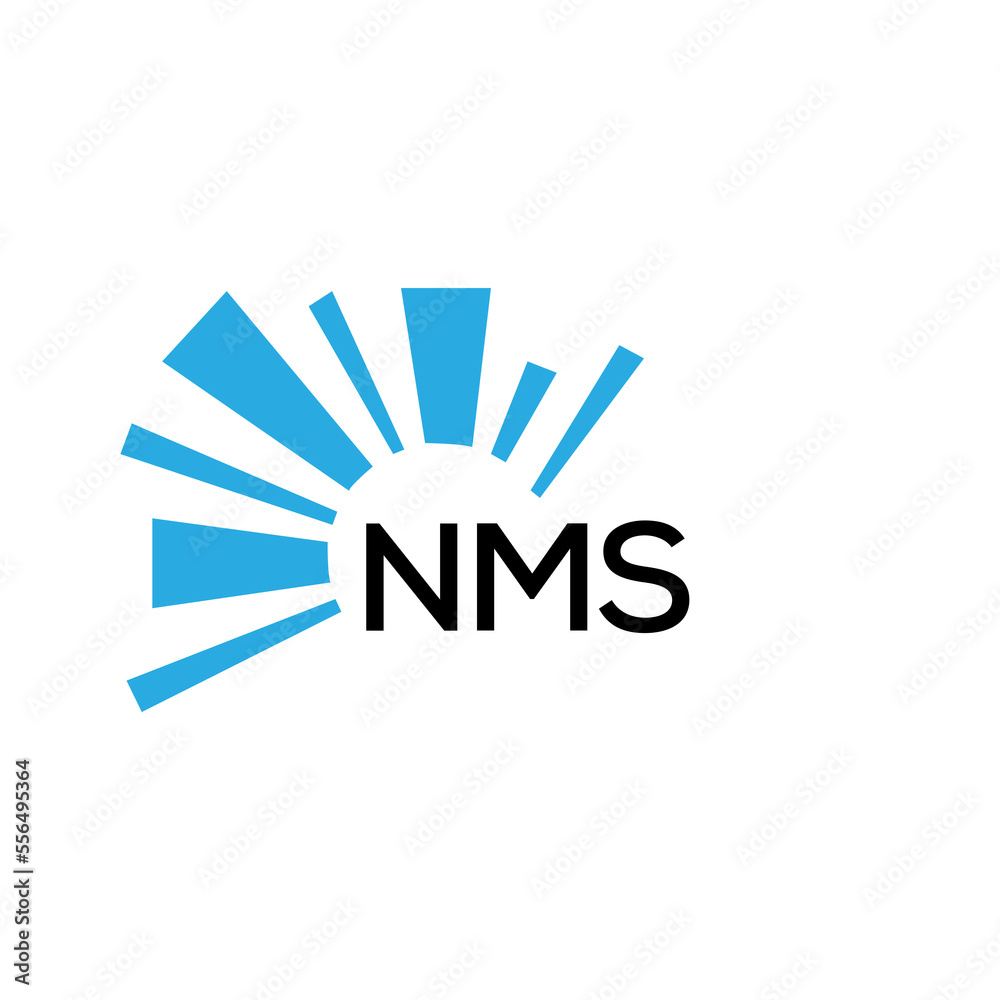 NMS letter logo. NMS blue image on white background and black letter ...