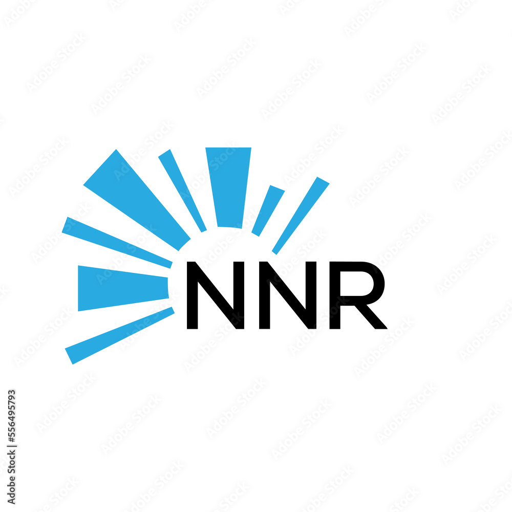 NNR letter logo. NNR blue image on white background and black letter ...