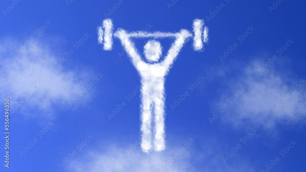 Weight Lifting Man Sign or Icon or Symbol with Cloud Effect Symbol ...