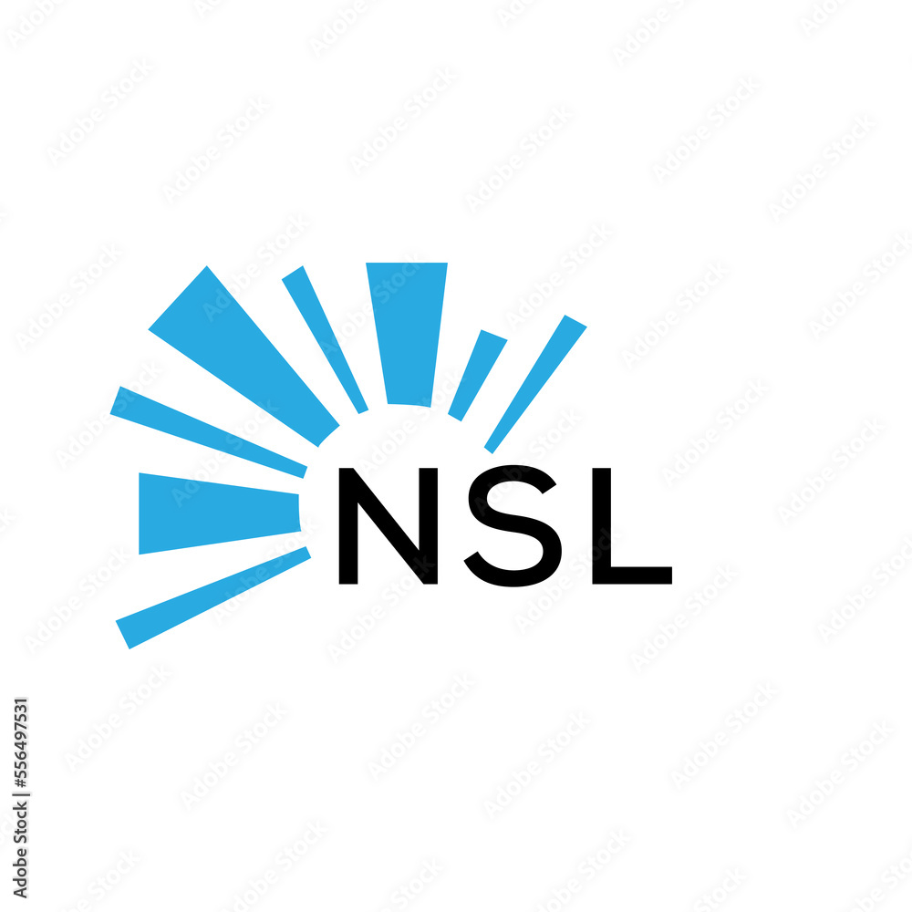 NSL letter logo. NSL blue image on white background and black letter ...