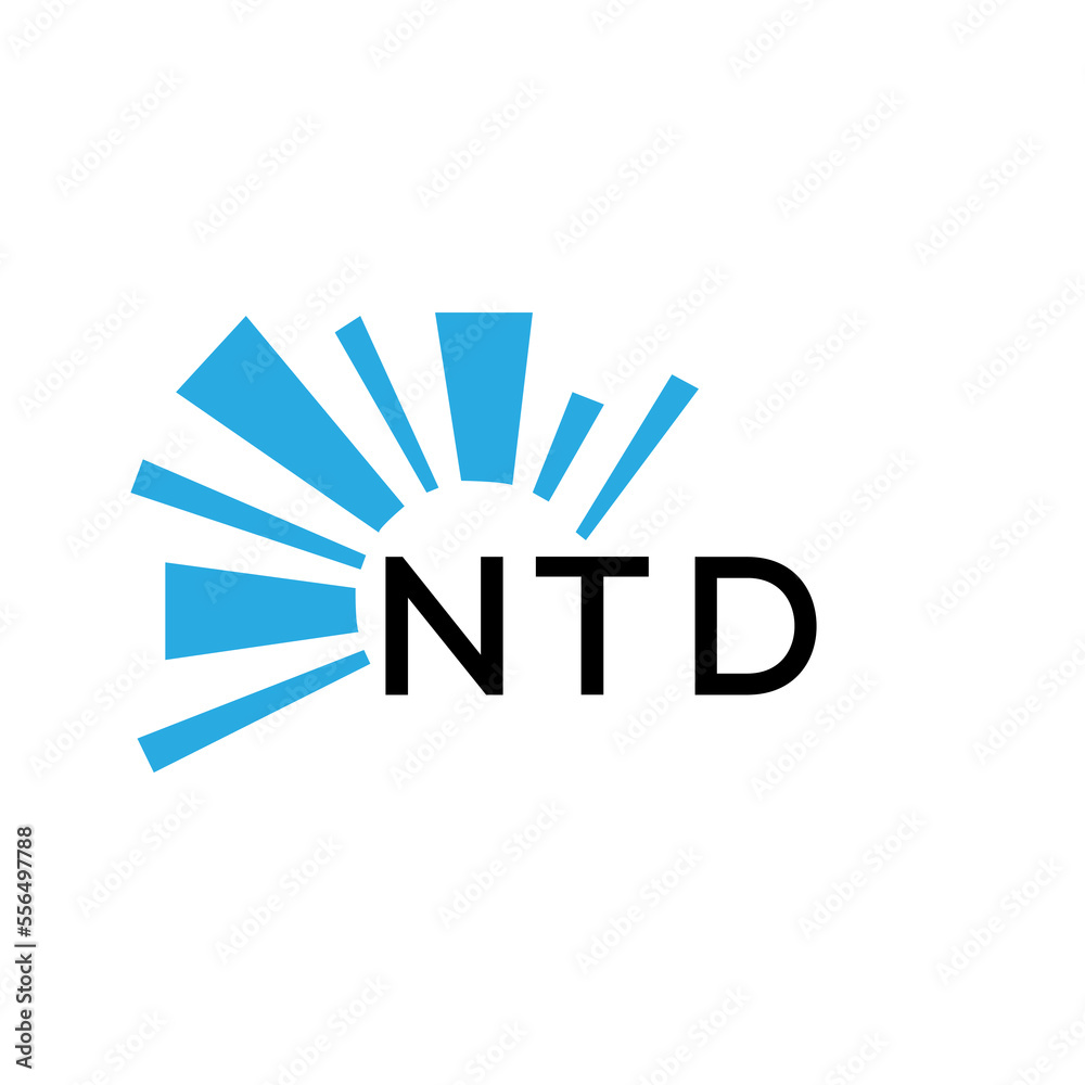 NTD letter logo. NTD blue image on white background and black letter ...