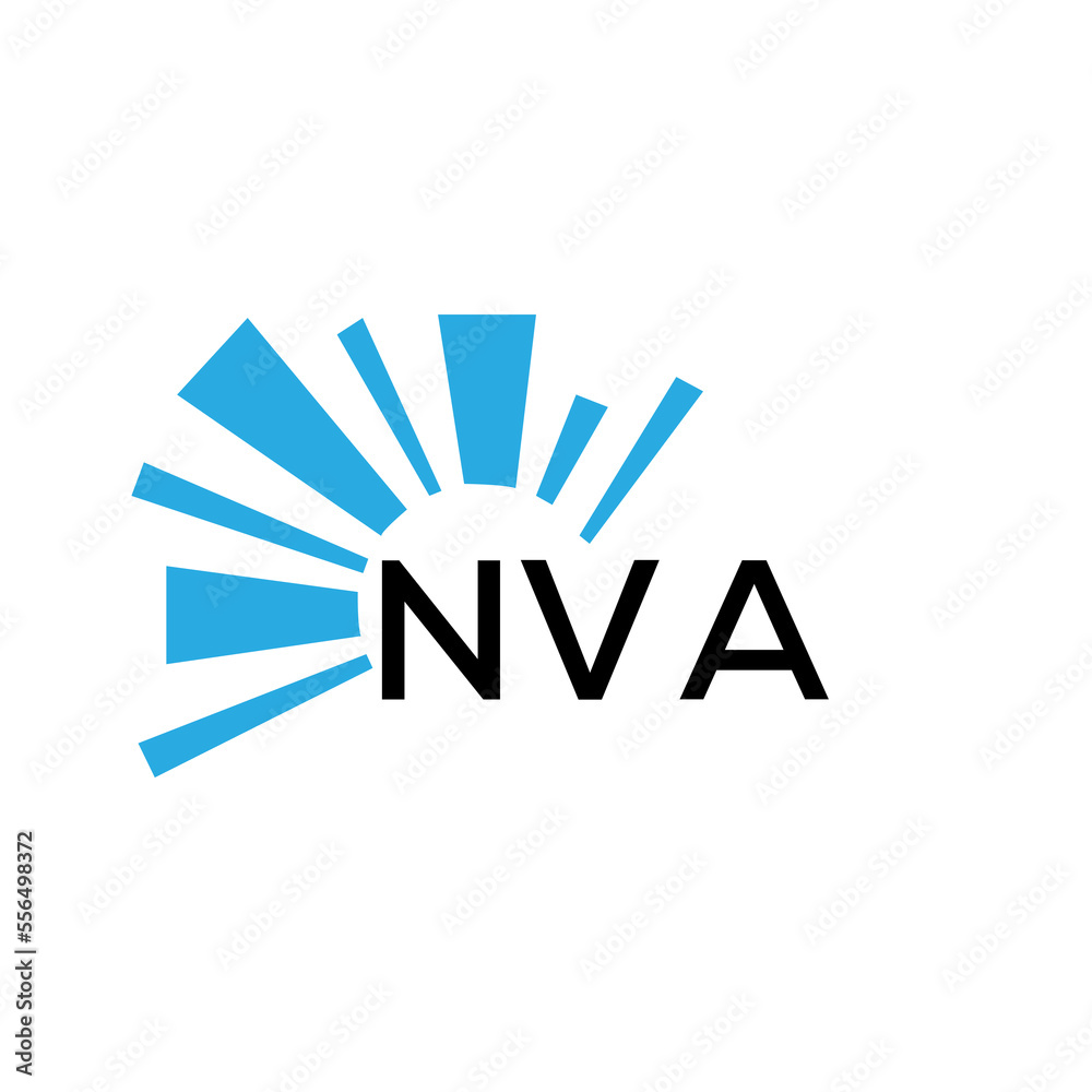 NVA letter logo. NVA blue image on white background and black letter ...