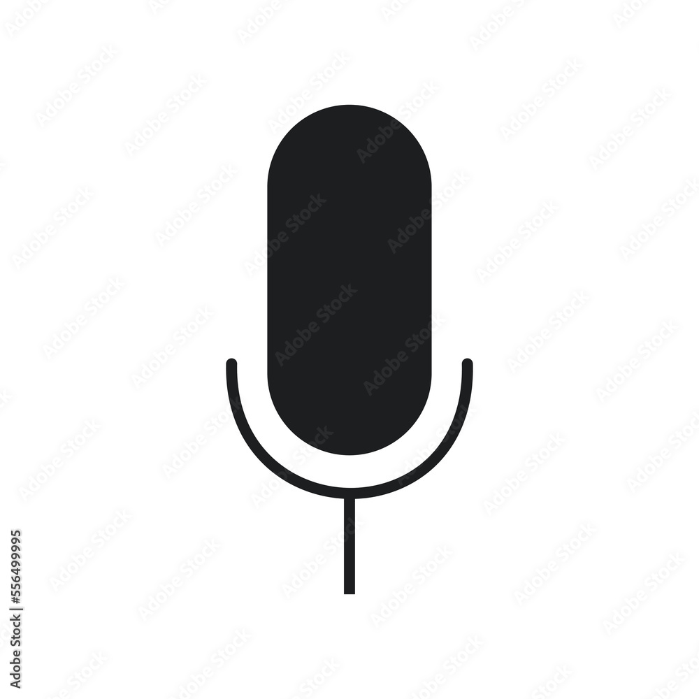 Microphone Icon Audio Voice Recording Symbol Black Fill Sign Template Design For Video