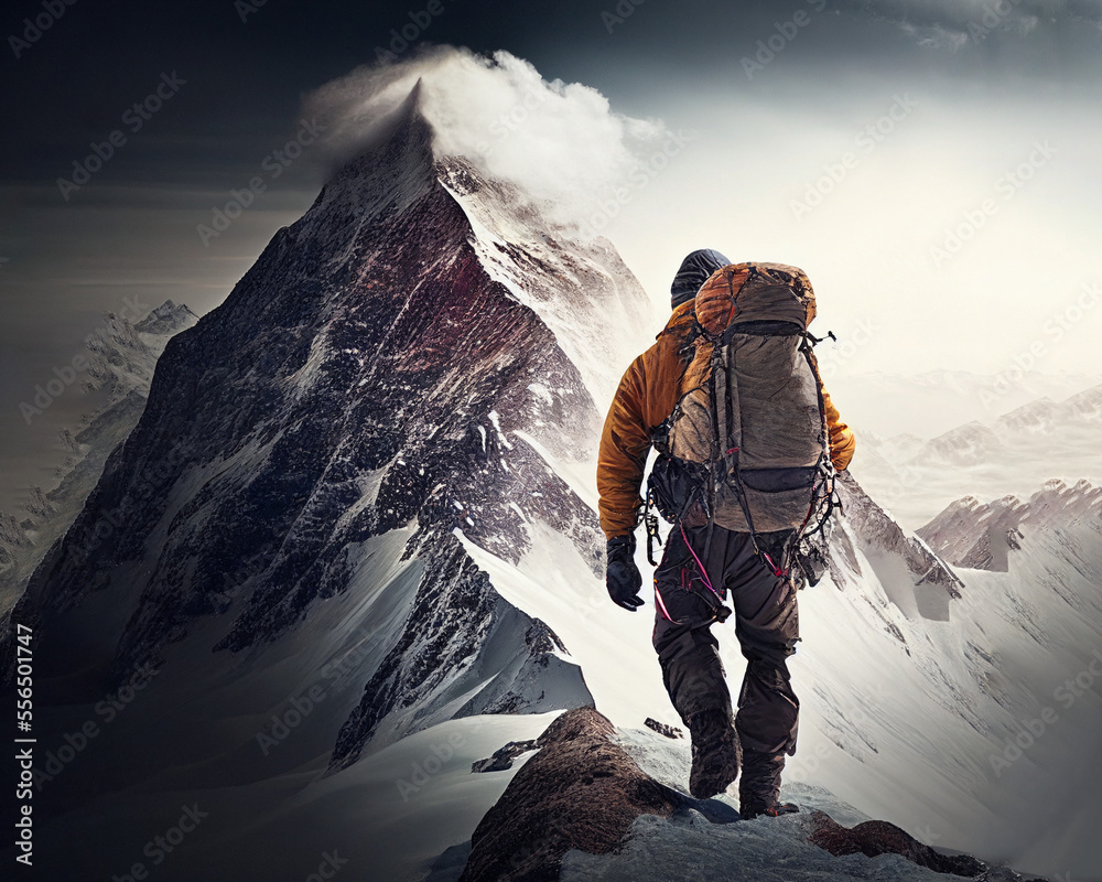 mountaineering on the top of a mountain Stock Illustration | Adobe Stock