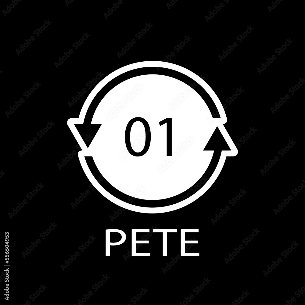 PETE 01 recycling code symbol. Plastic recycling vector polyethylene ...