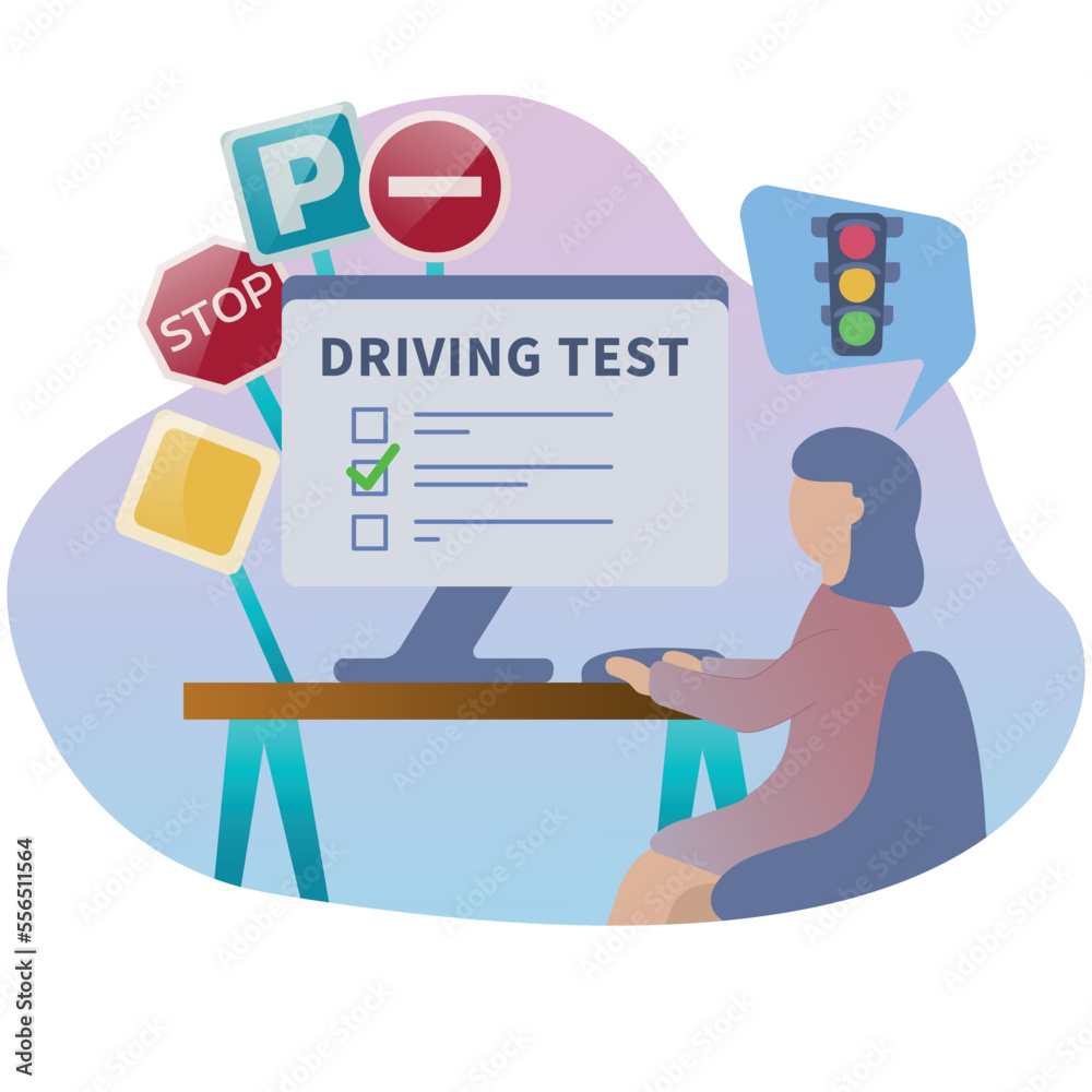 driving lesson, modern flat cartoon style, vector Stock Vector | Adobe ...