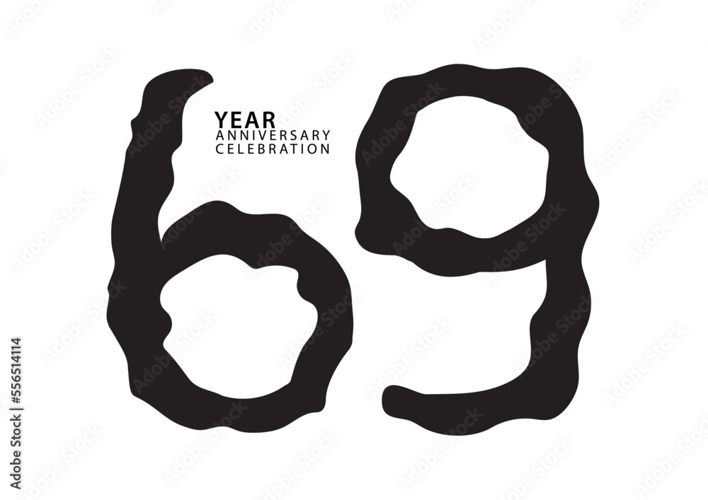 69 year anniversary celebration black color logotype vector, 69 number ...
