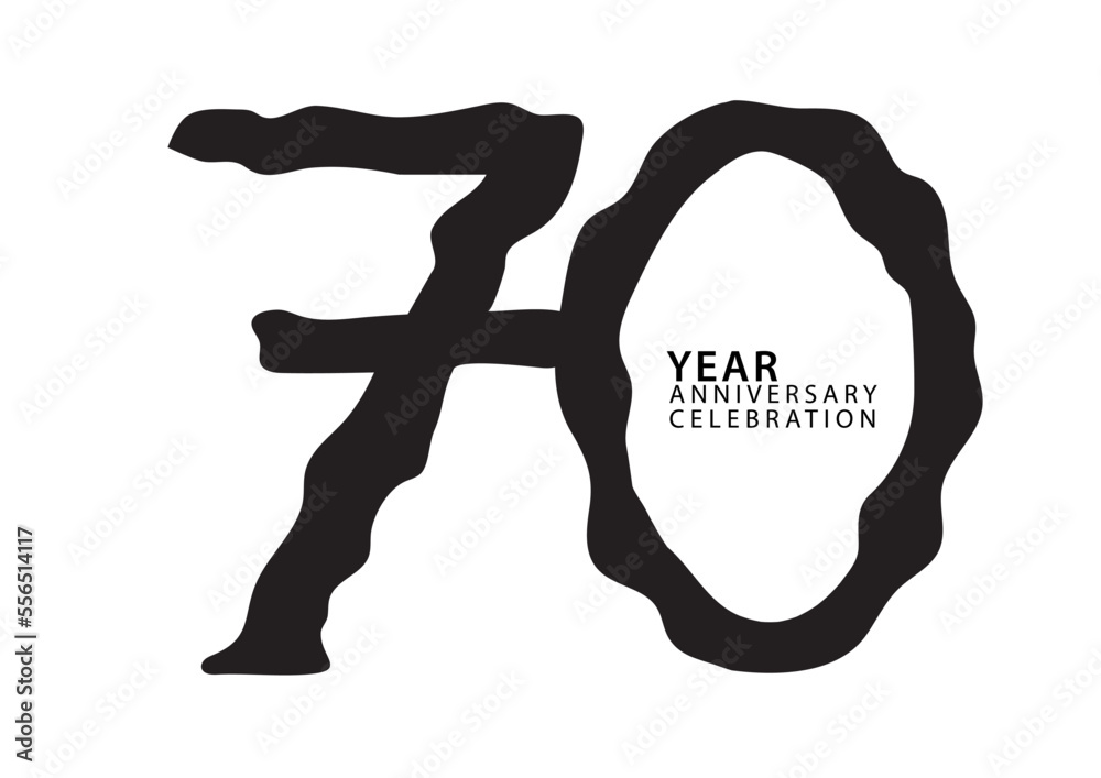 Vetor de 70 year anniversary celebration black color logotype vector ...