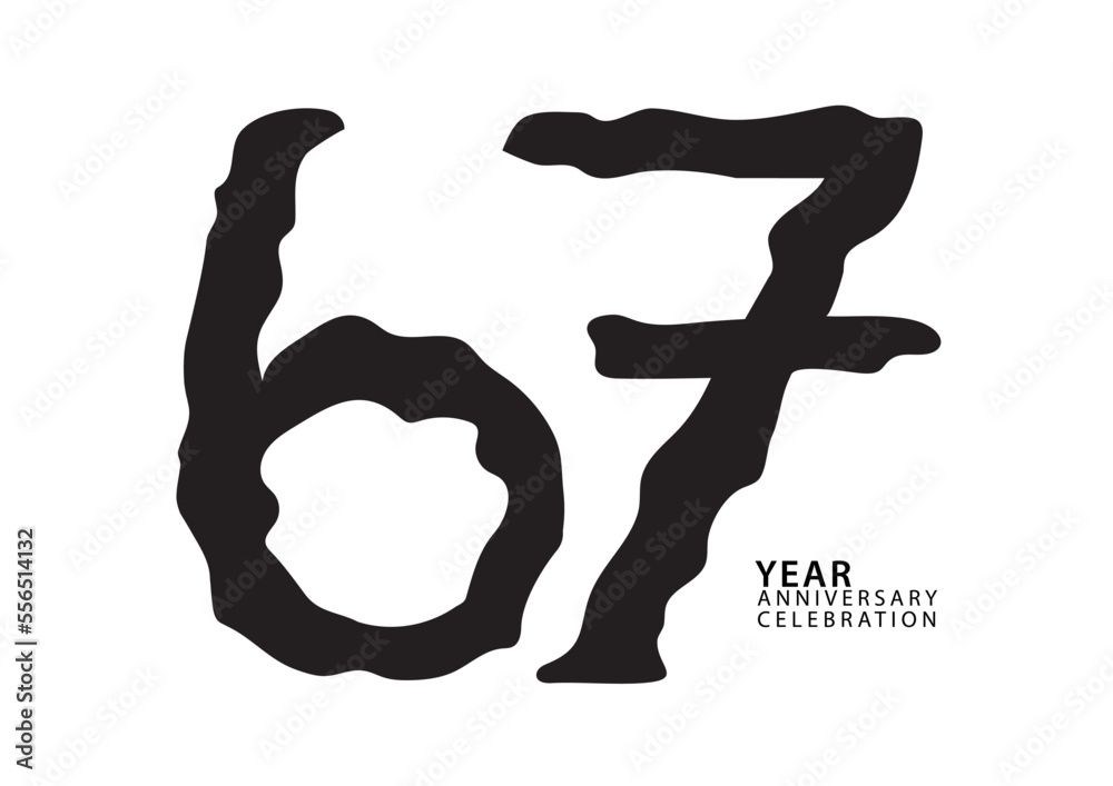 Vetor de 67 year anniversary celebration black color logotype vector ...