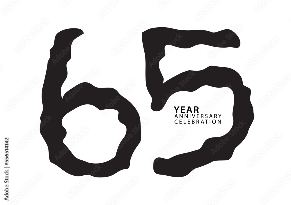 65 year anniversary celebration black color logotype vector, 65 number ...