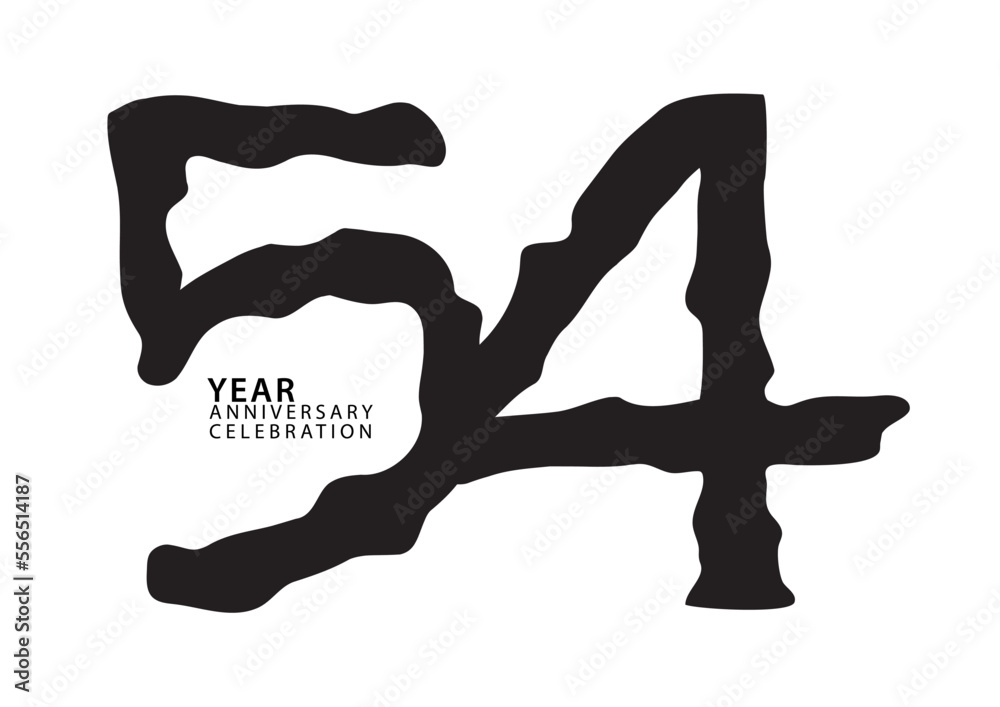 54 year anniversary celebration black color logotype vector, 54 number ...