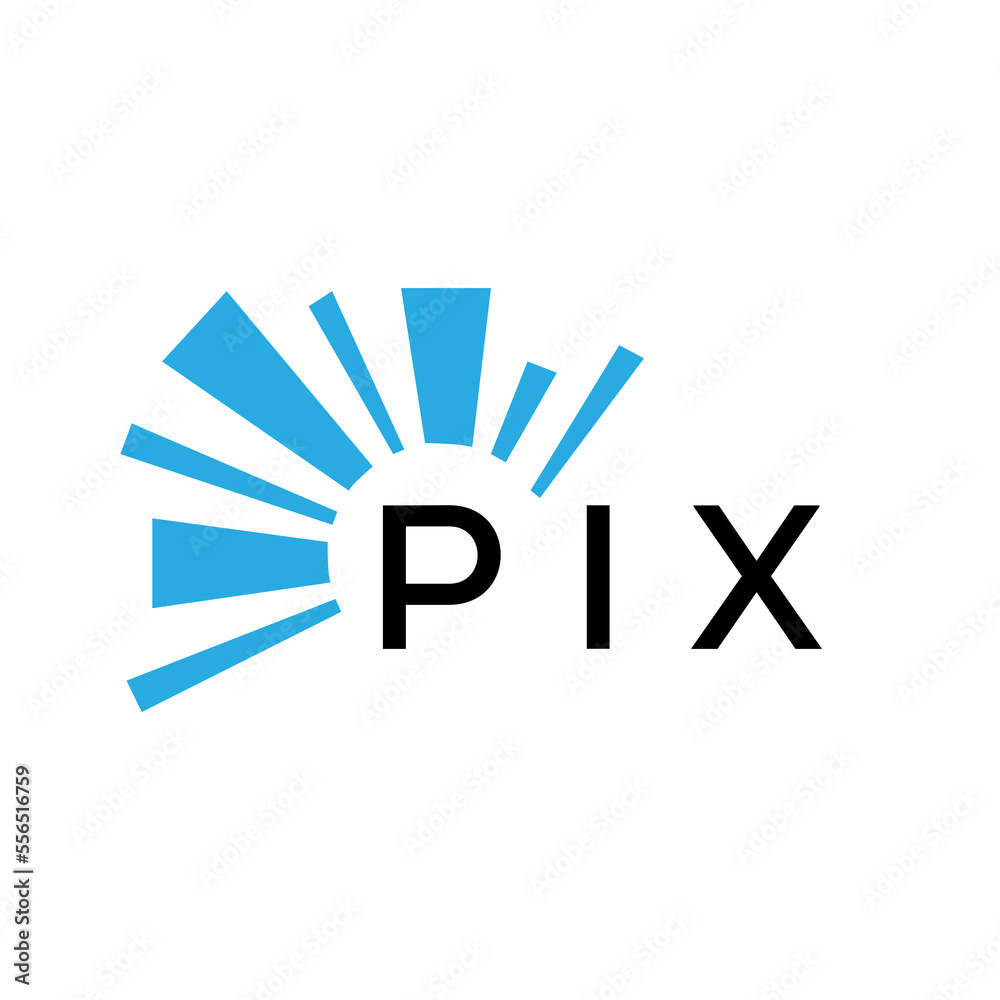 Vetor de PIX letter logo. PIX blue image on white background and black ...