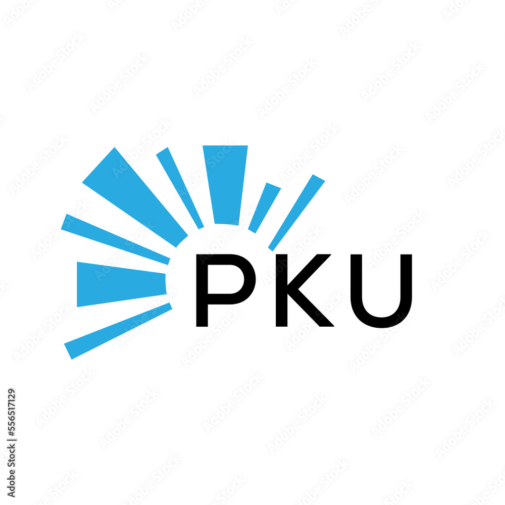 PKU letter logo. PKU blue image on white background and black letter ...