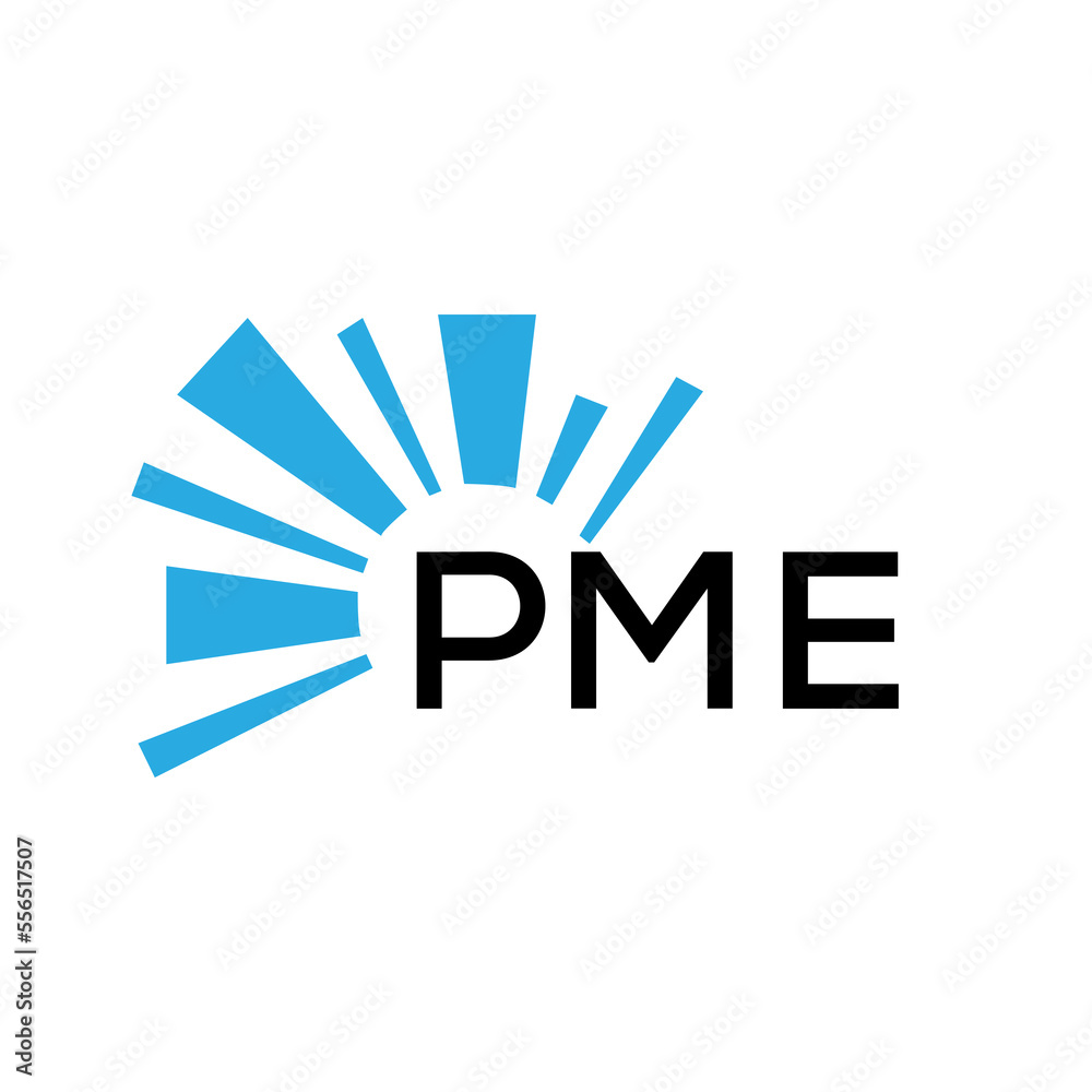 PME letter logo. PME blue image on white background and black letter ...