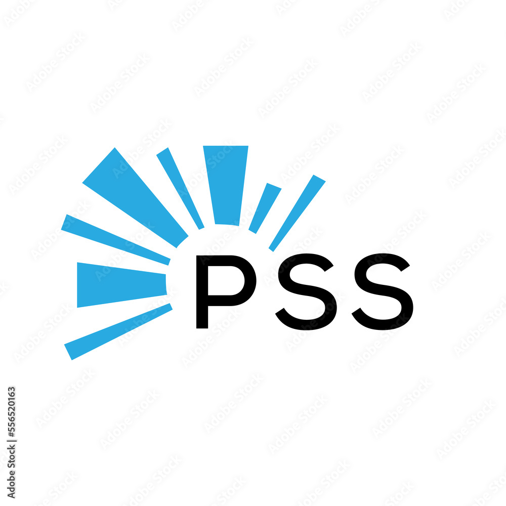 PSS letter logo. PSS blue image on white background and black letter ...