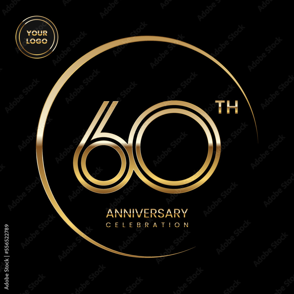 60th anniversary logo design with double line concept. Logo Vector ...