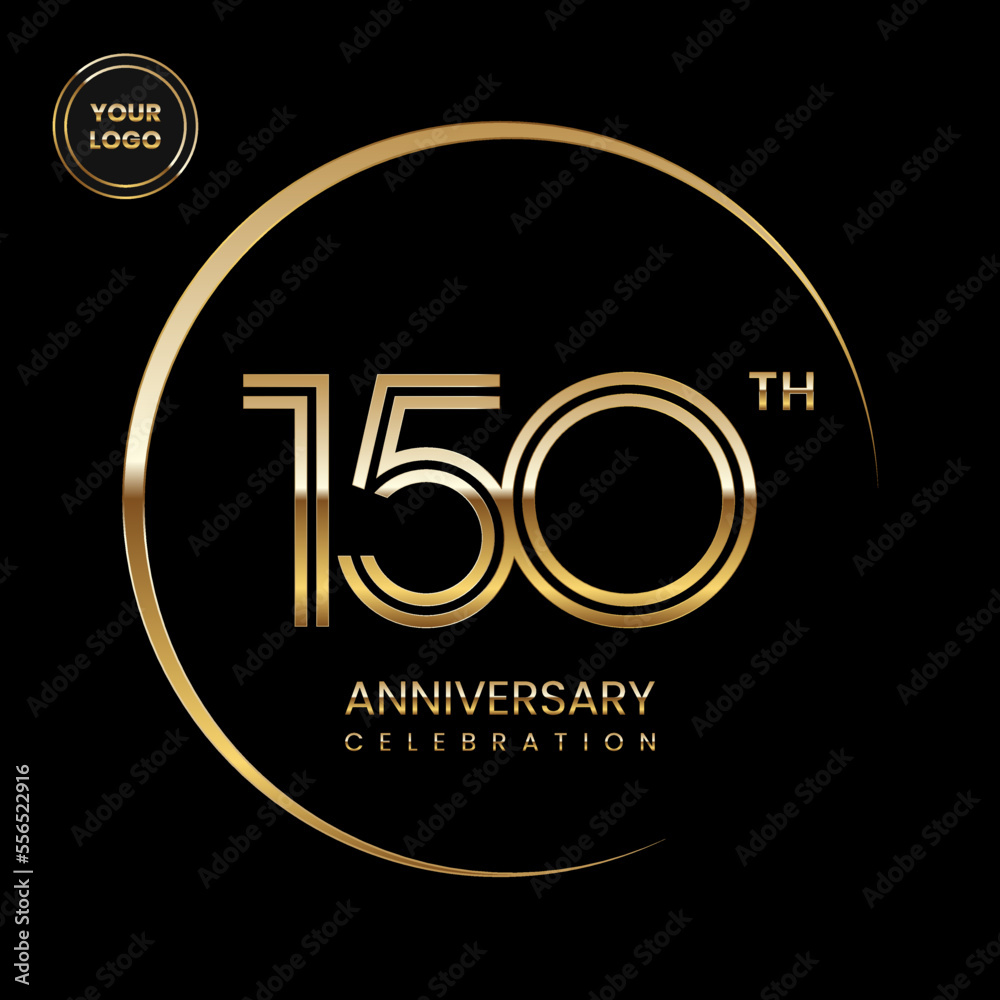 150th anniversary logo design with double line concept. Logo Vector ...
