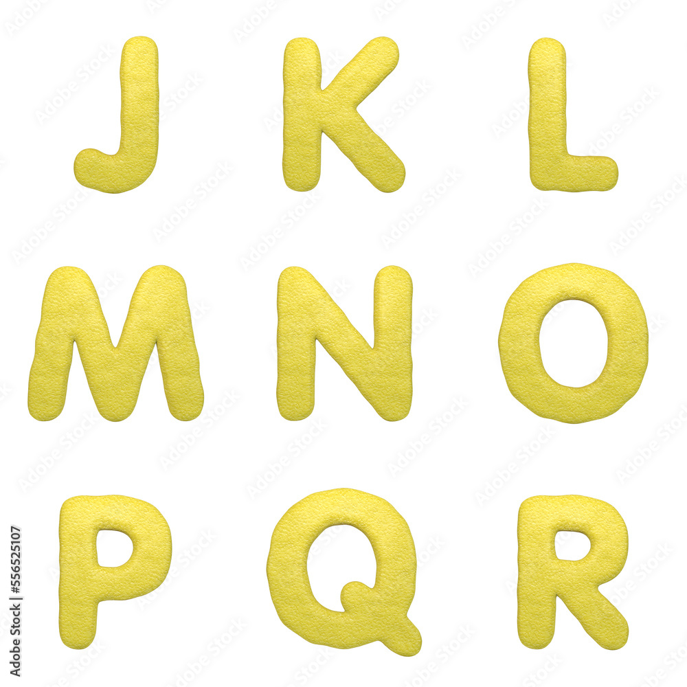3D Render Set of Lemon Alphabet - Font including Letters, Numbers and ...