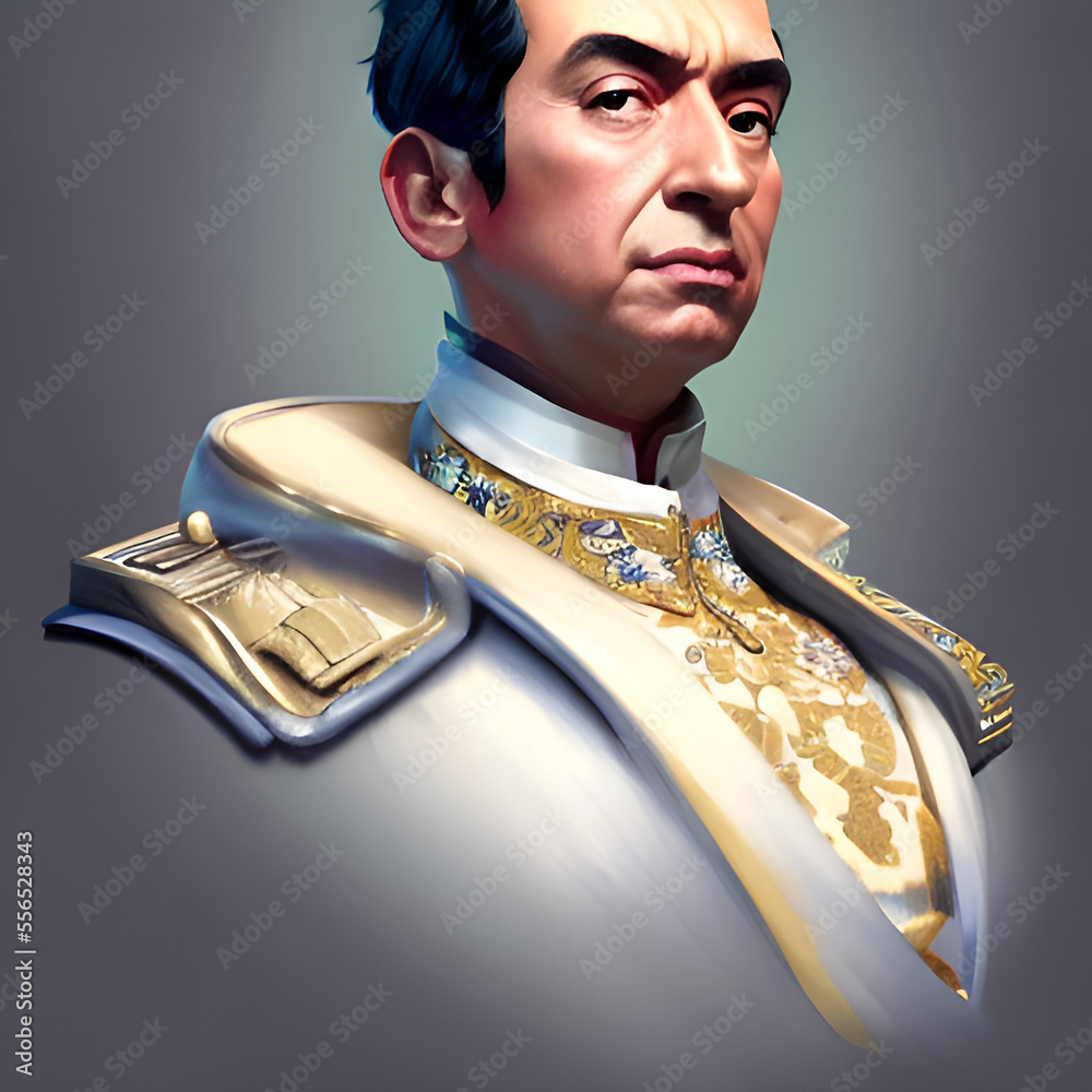 Illustrated portrait of Simon Bolivar (1783 – 1830) known as the ...