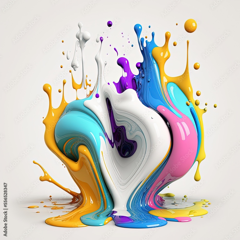 Dynamic cmyk paint splash sculpture illustration made with Generative ...