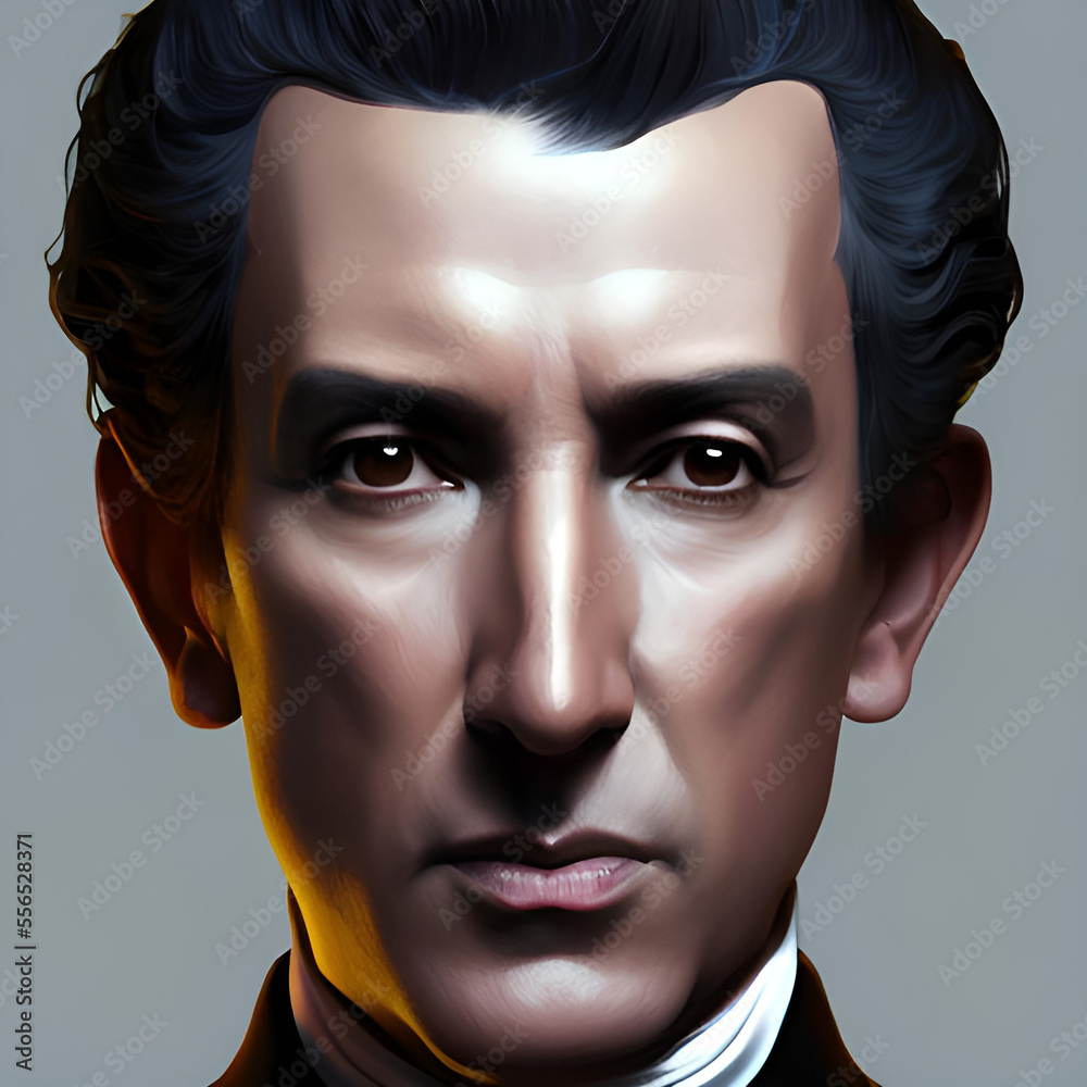 Illustrated portrait of Simon Bolivar (1783 – 1830) known as the ...