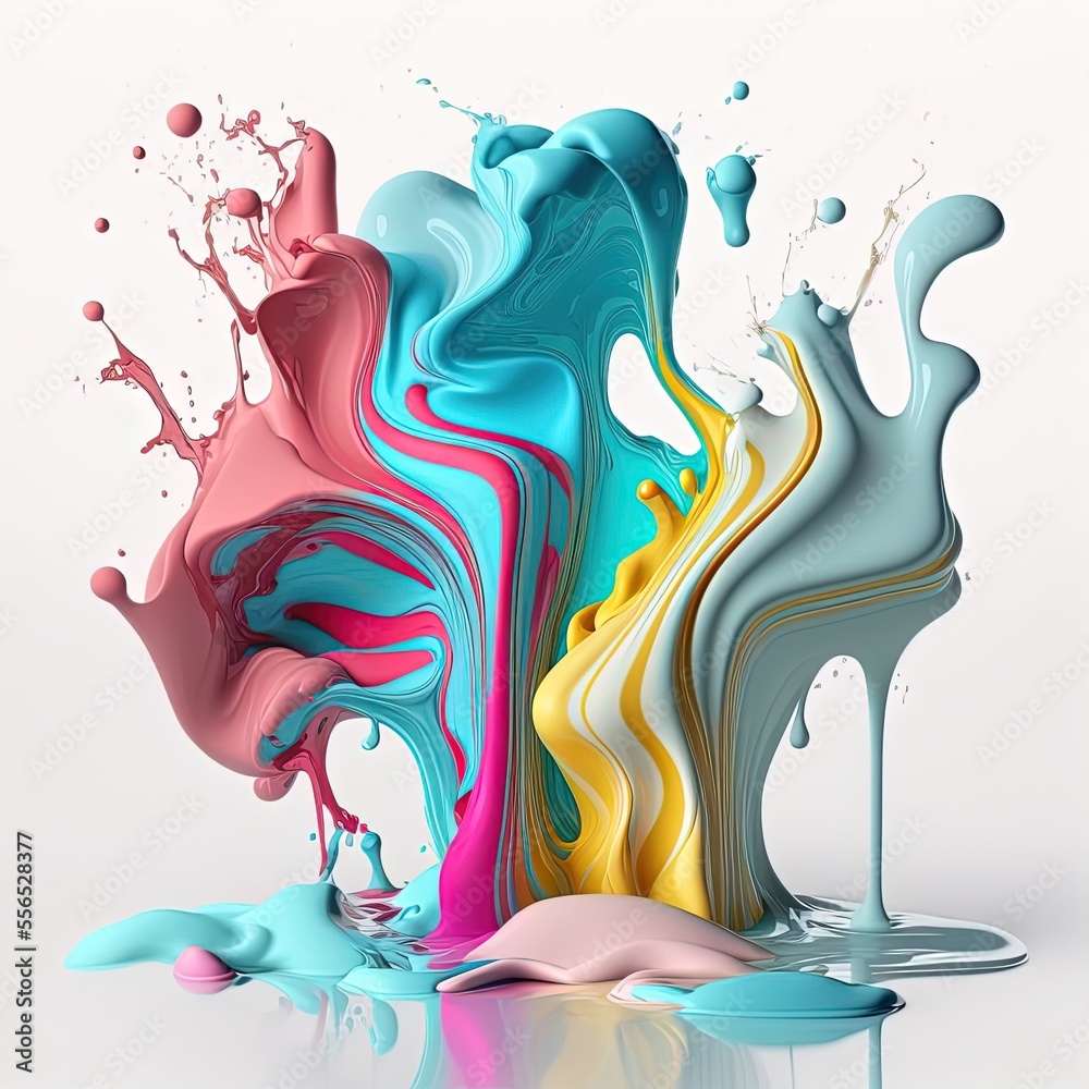 Dynamic cmyk paint splash sculpture illustration made with Generative ...