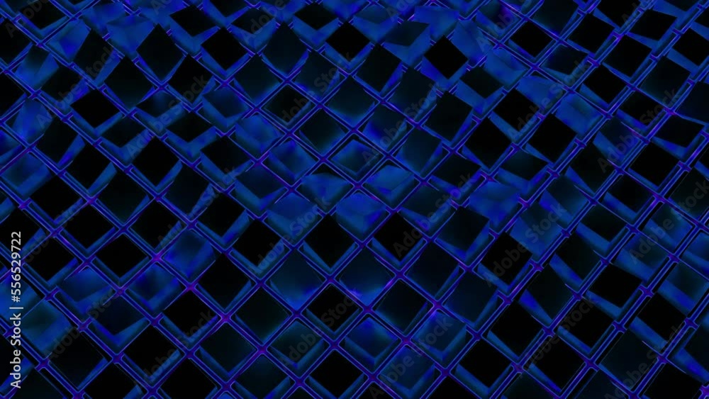 Virtual grid with water wave effect. Action. Square grid moves in waves ...
