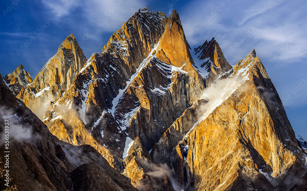 The great Trango towers and glacier near the K2 peak the second highest ...