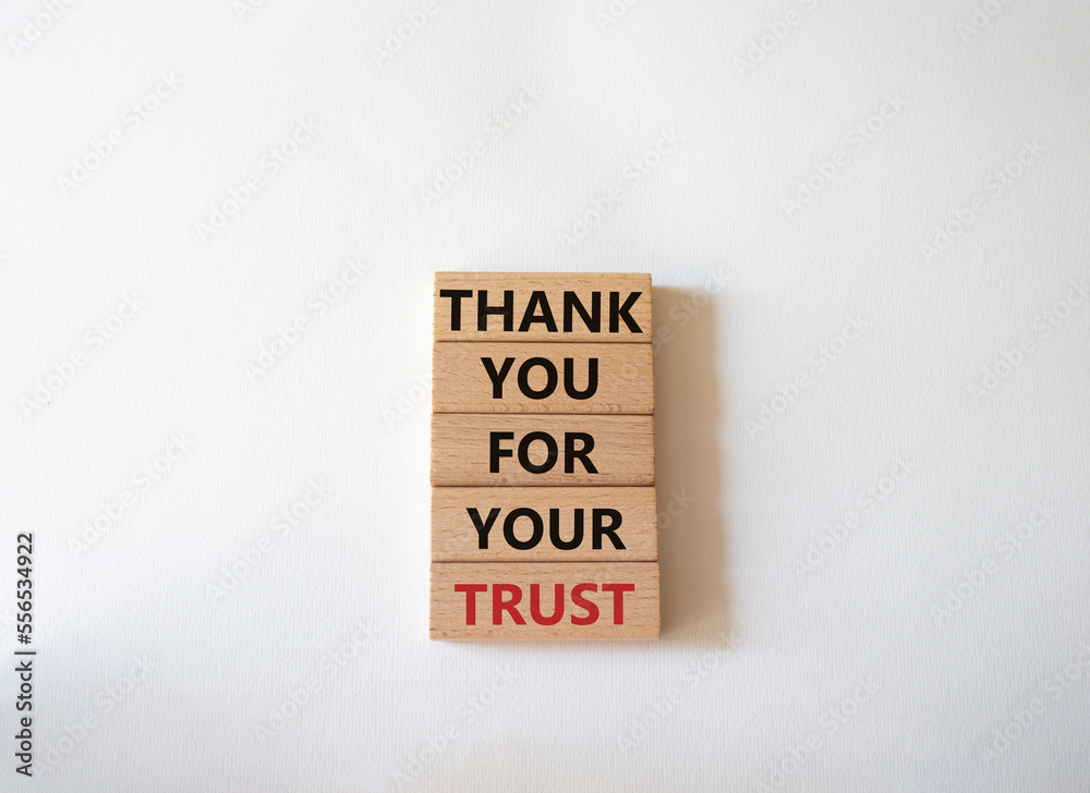 Thank you for your trust symbol. Wooden blocks with words Thank you for ...