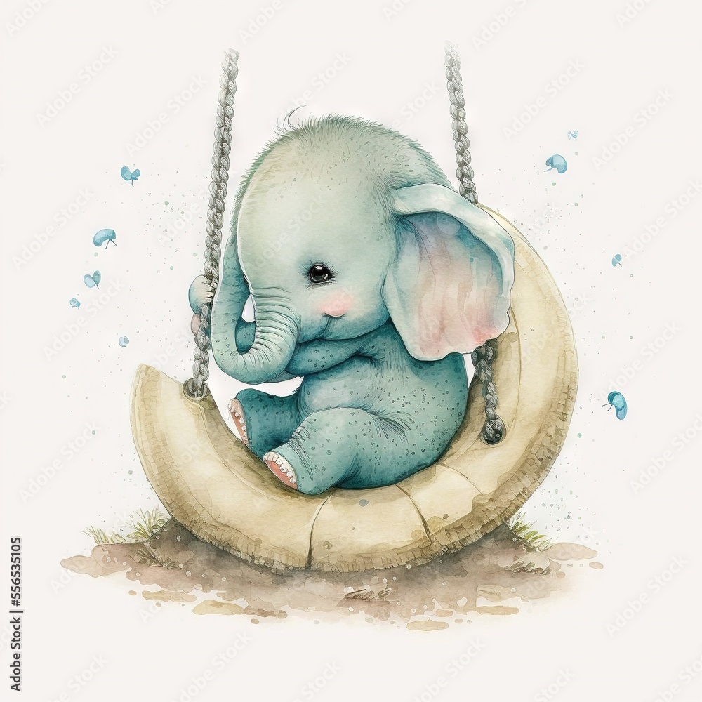 Baby Elephant Sitting Drawing