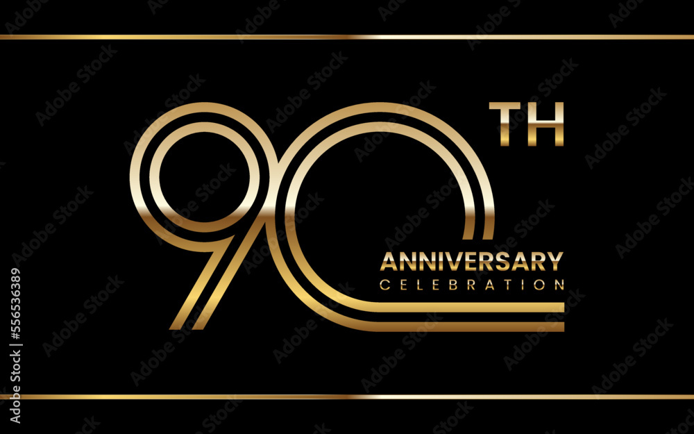 90th anniversary logo design with double line concept. Logo Vector ...