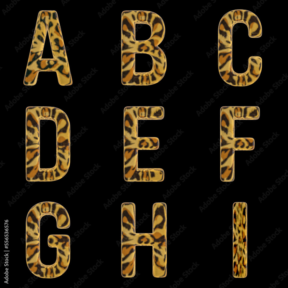 3D Render Set of Tiger Alphabet - Font including Letters, Numbers and ...