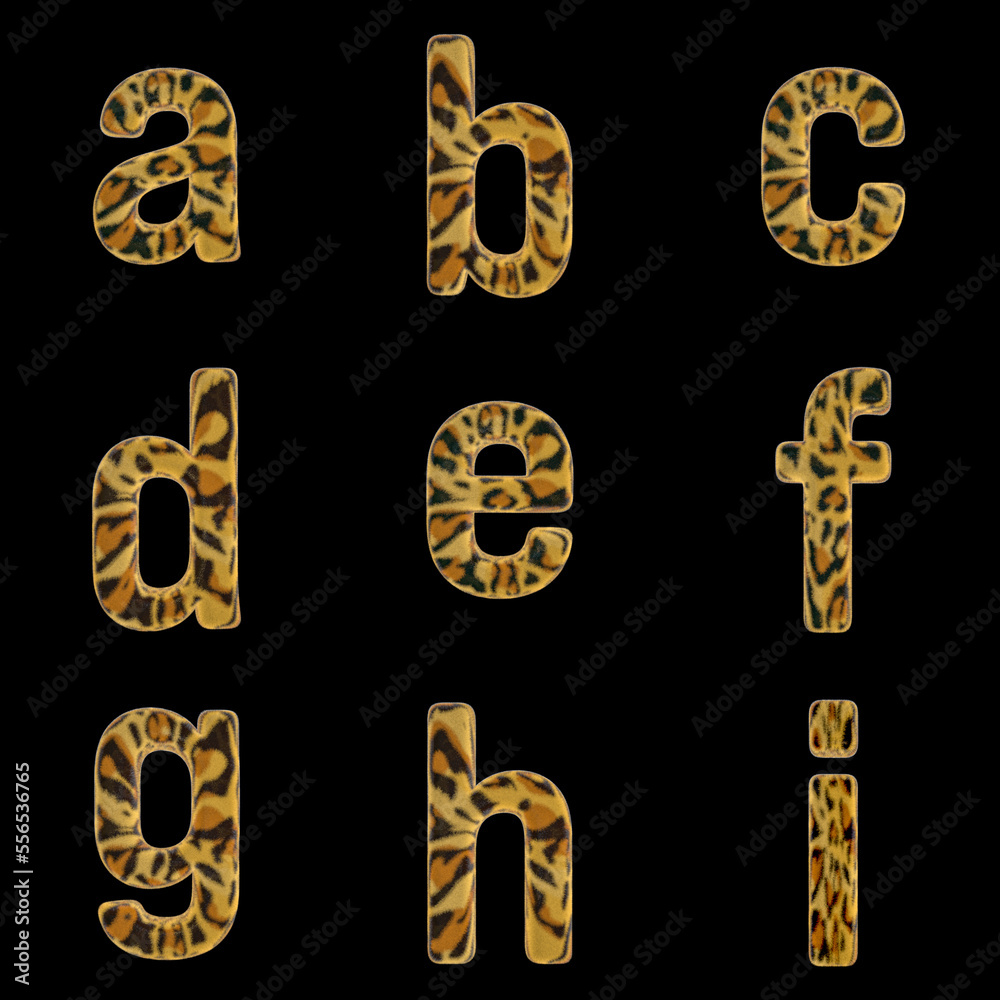 3D Render Set of Tiger Alphabet - Font including Letters, Numbers and ...